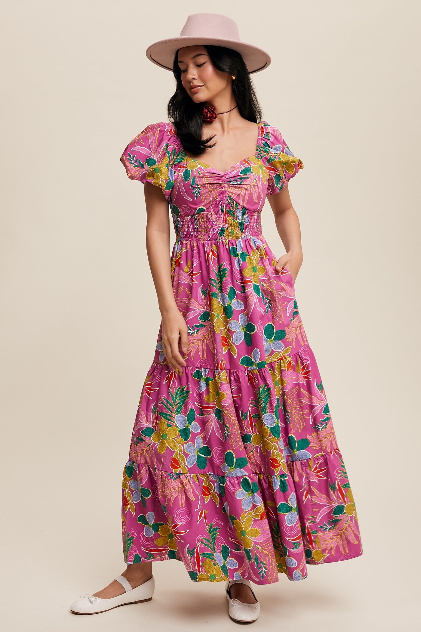 Aria Pink Floral Maxi Dress