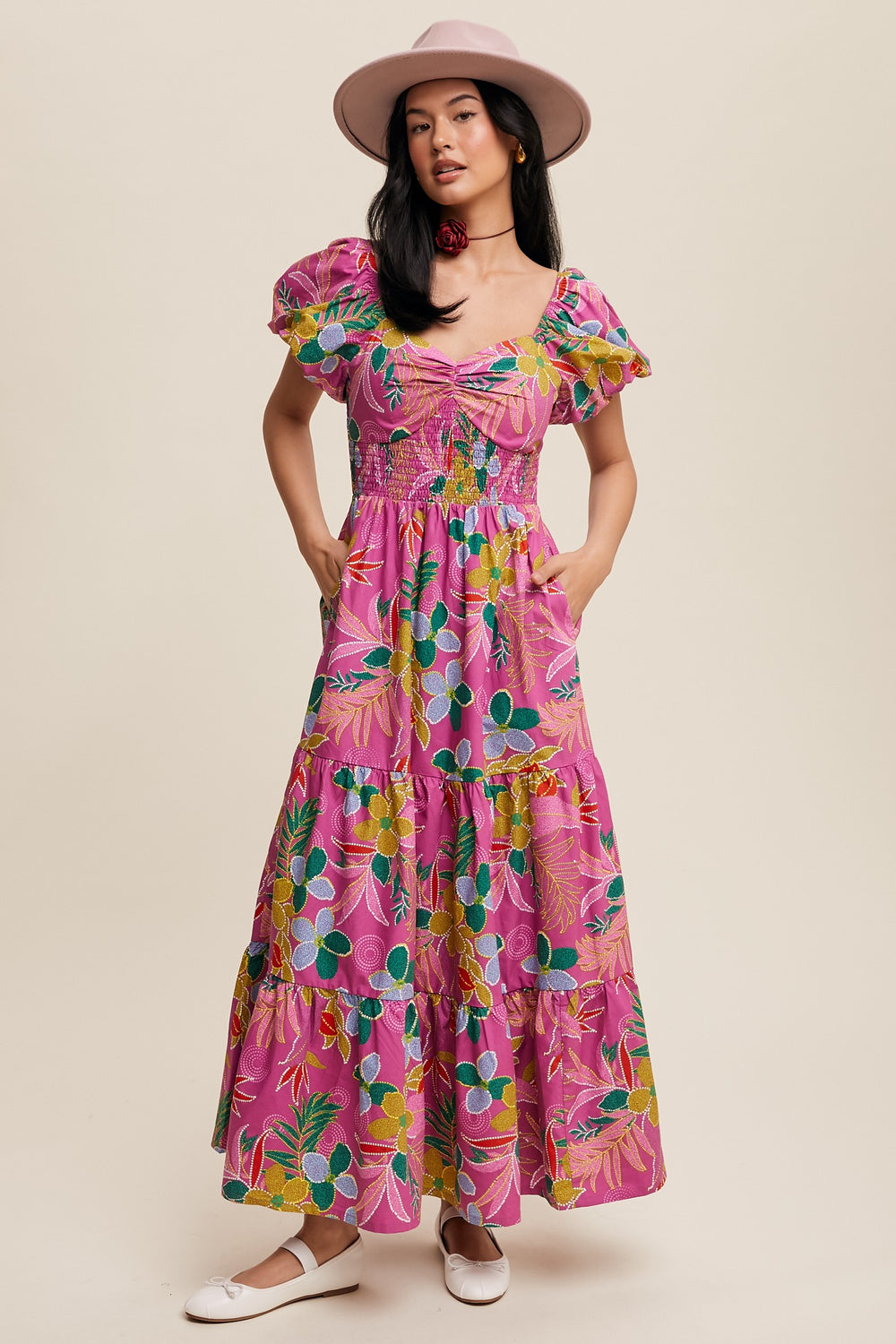 Aria Pink Floral Maxi Dress