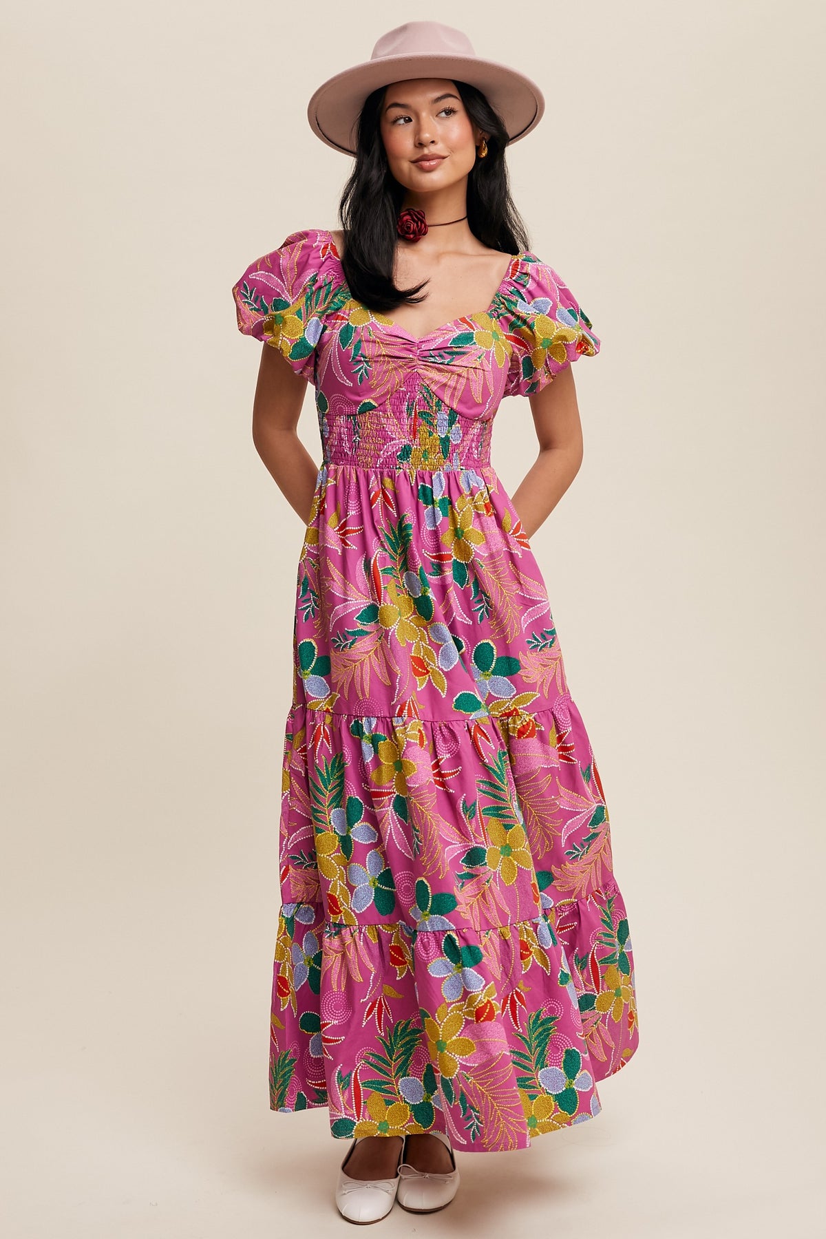 Aria Pink Floral Maxi Dress