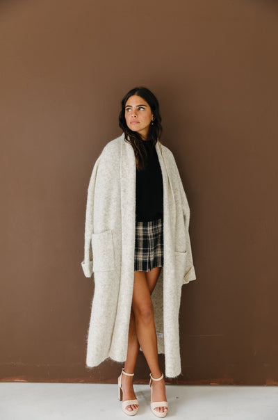 Beige Oversized Maxi Cardigan