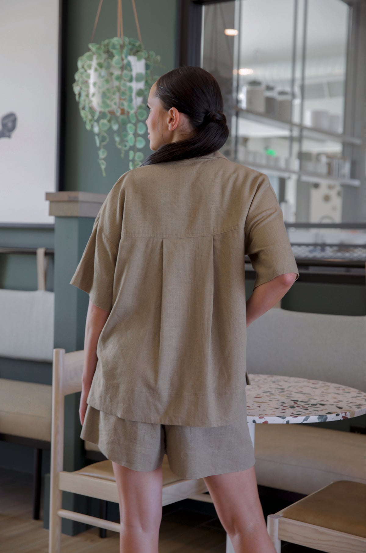 Brown Linen Shorts and Top Set
