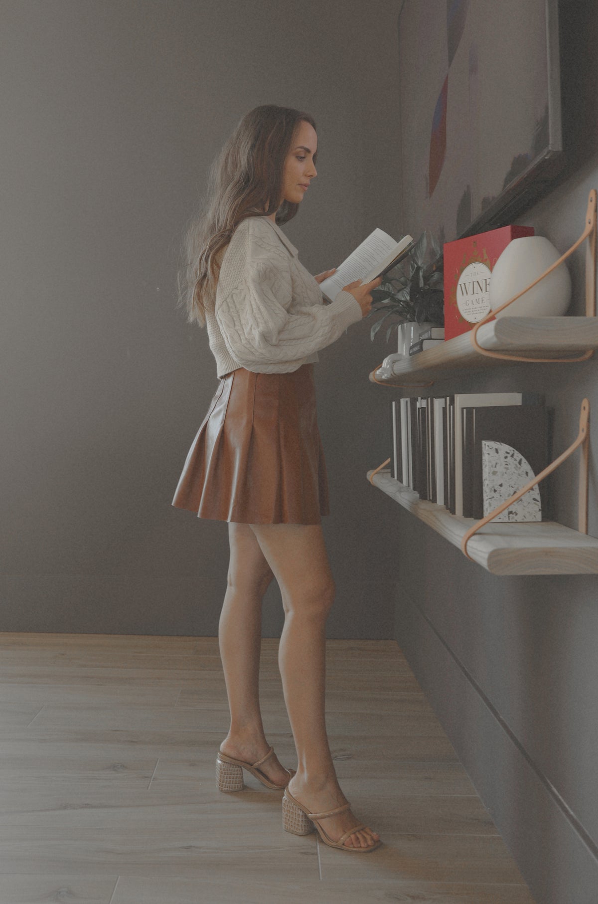 Brown Leather Mini Skirt