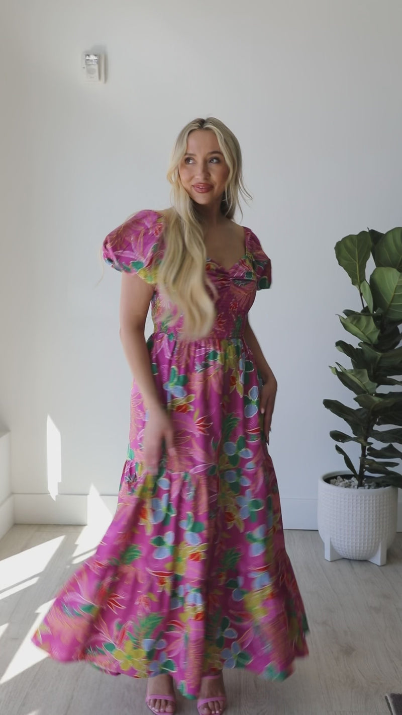 Aria Pink Floral Maxi Dress