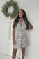 White and Black Button Down Tweed Mini Dress