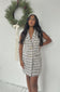 White and Black Button Down Tweed Mini Dress