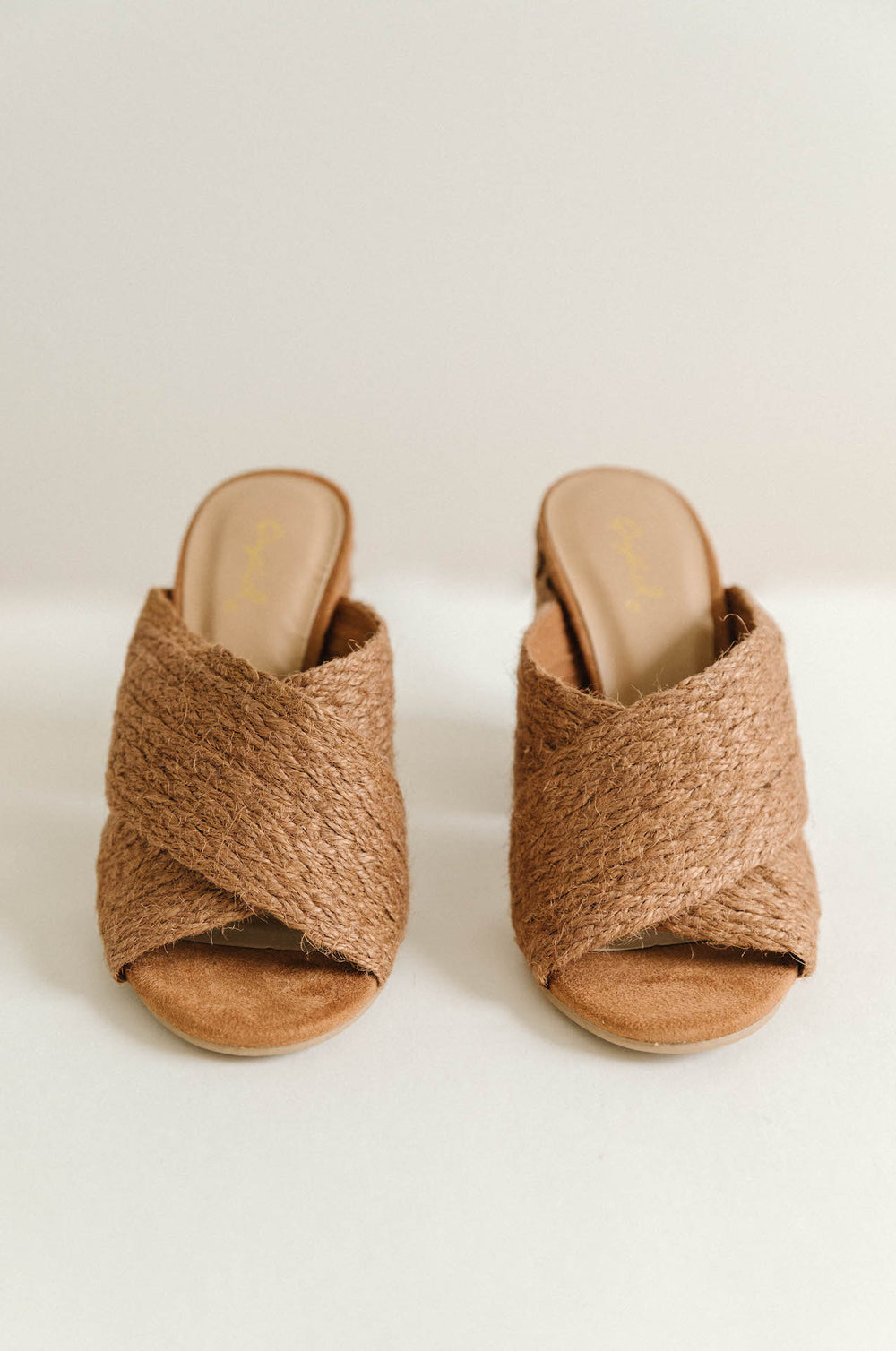 Woven Brown Raffia Heels