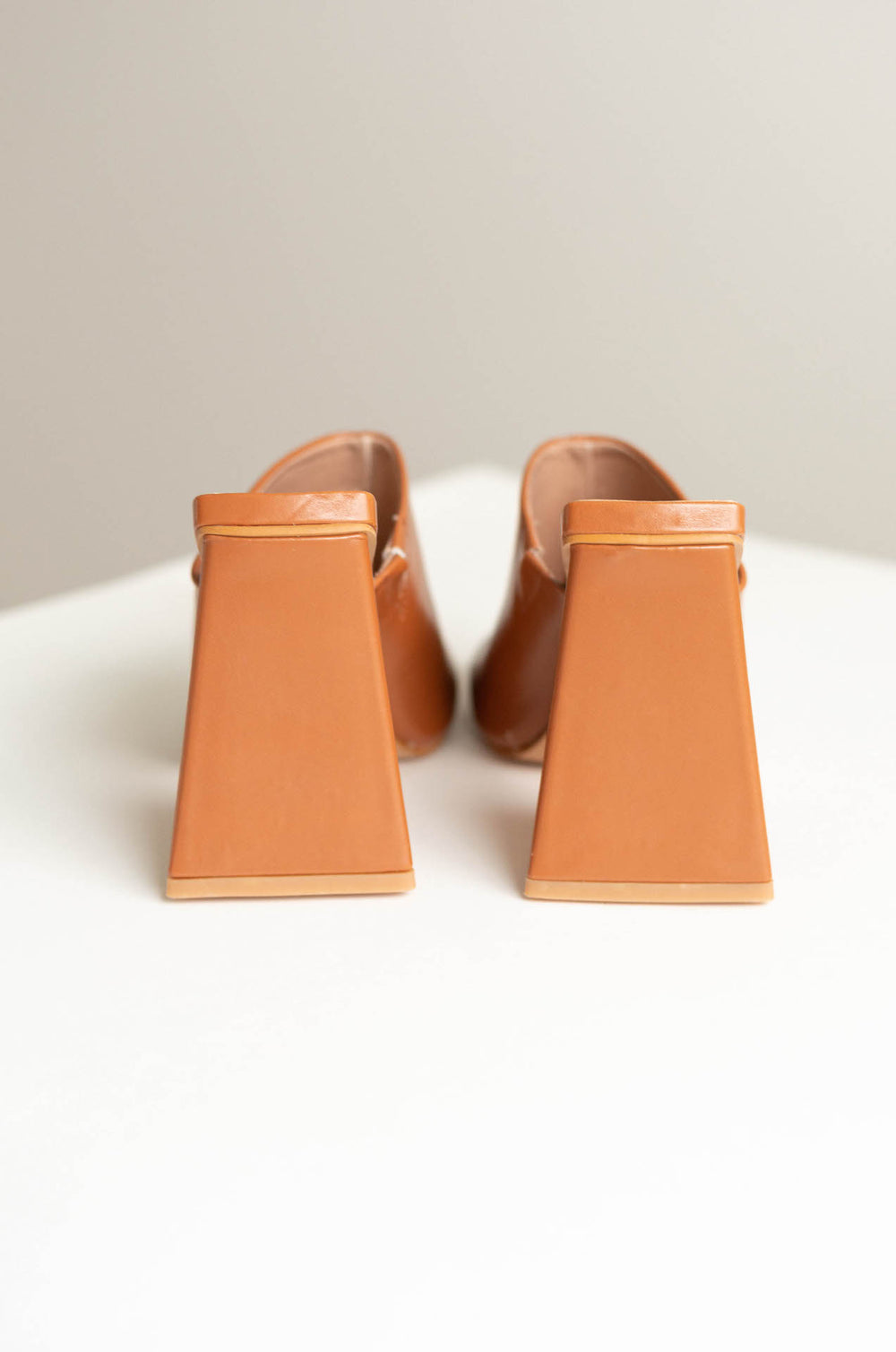 Brown Triangle Block Mule Heels