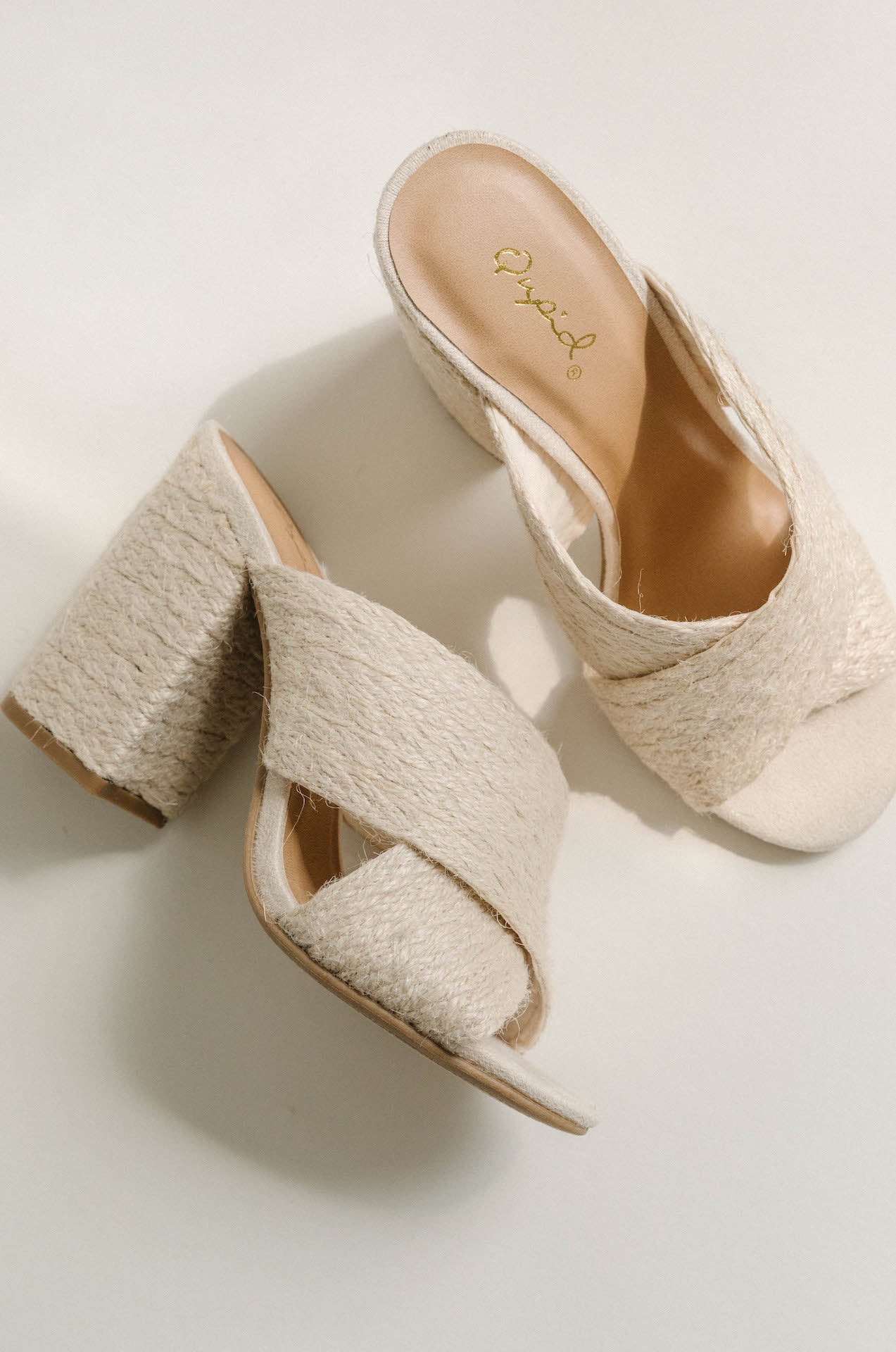 Woven Natural Raffia Block Heels