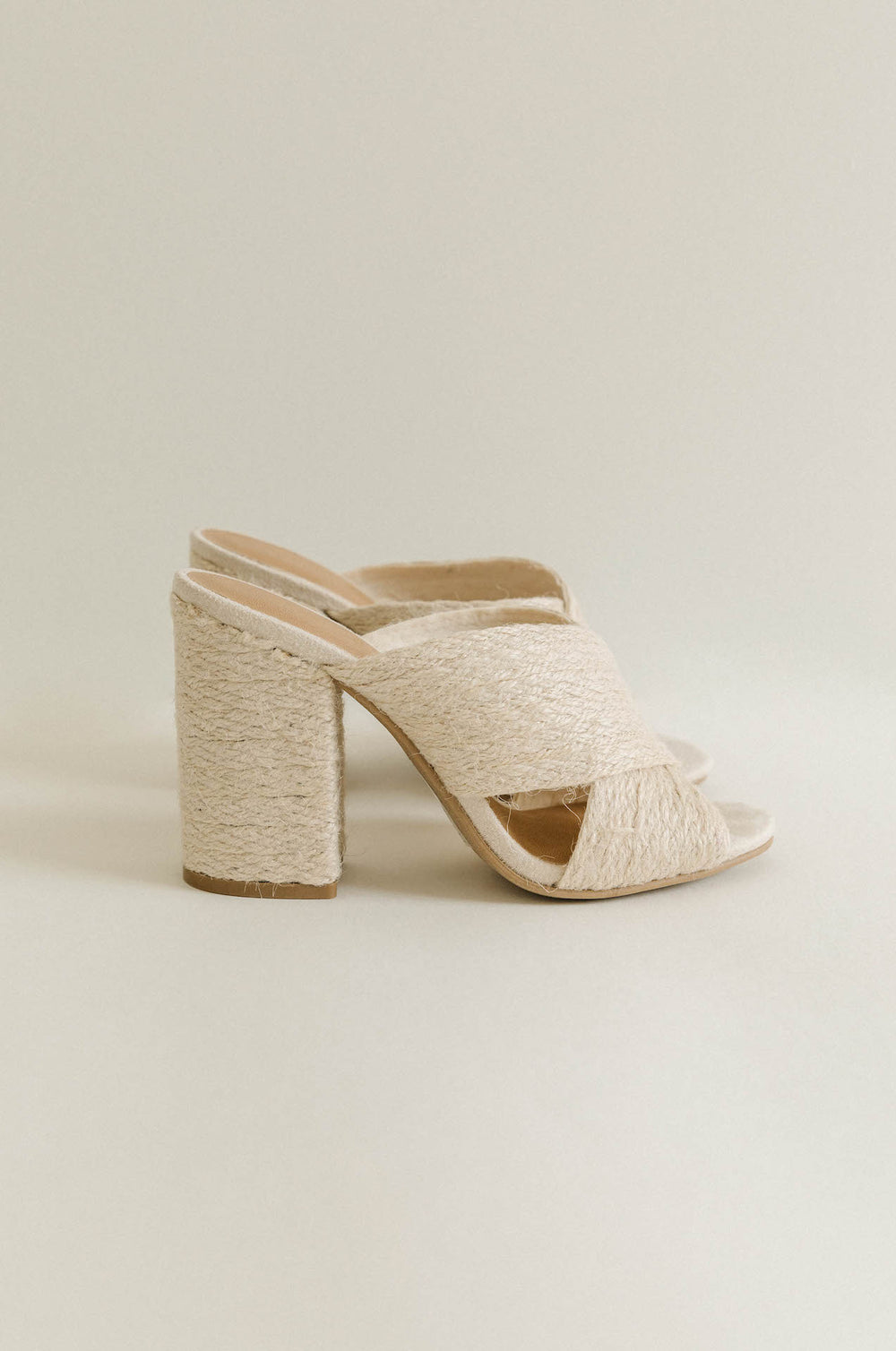 Woven Natural Raffia Block Heels