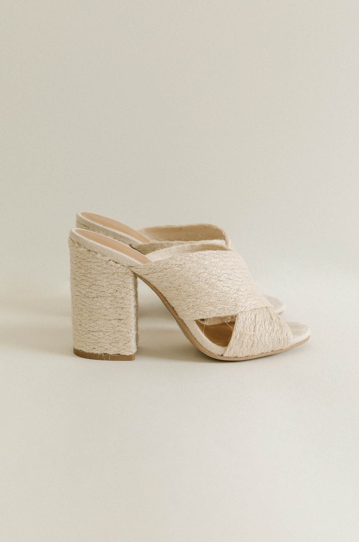 Woven Natural Raffia Block Heels