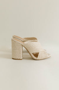 Woven Natural Raffia Block Heels