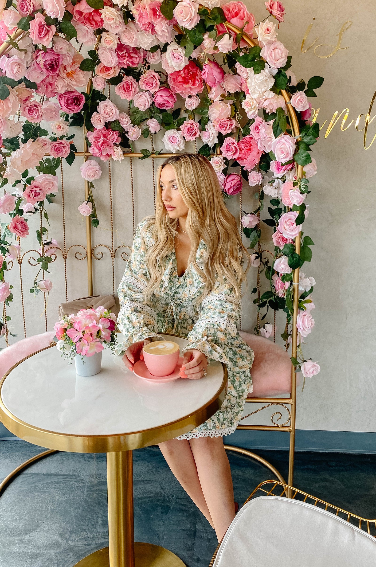 Floral Long Sleeve Eyelet Dress - Tink and Posh